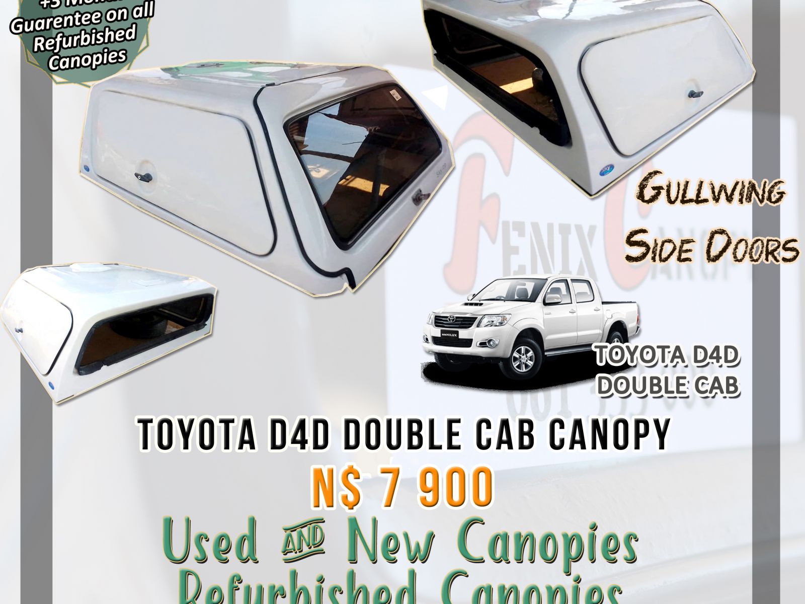 Buy D4D Double Cab Gulwing STYLE canopy in Windhoek Namibia