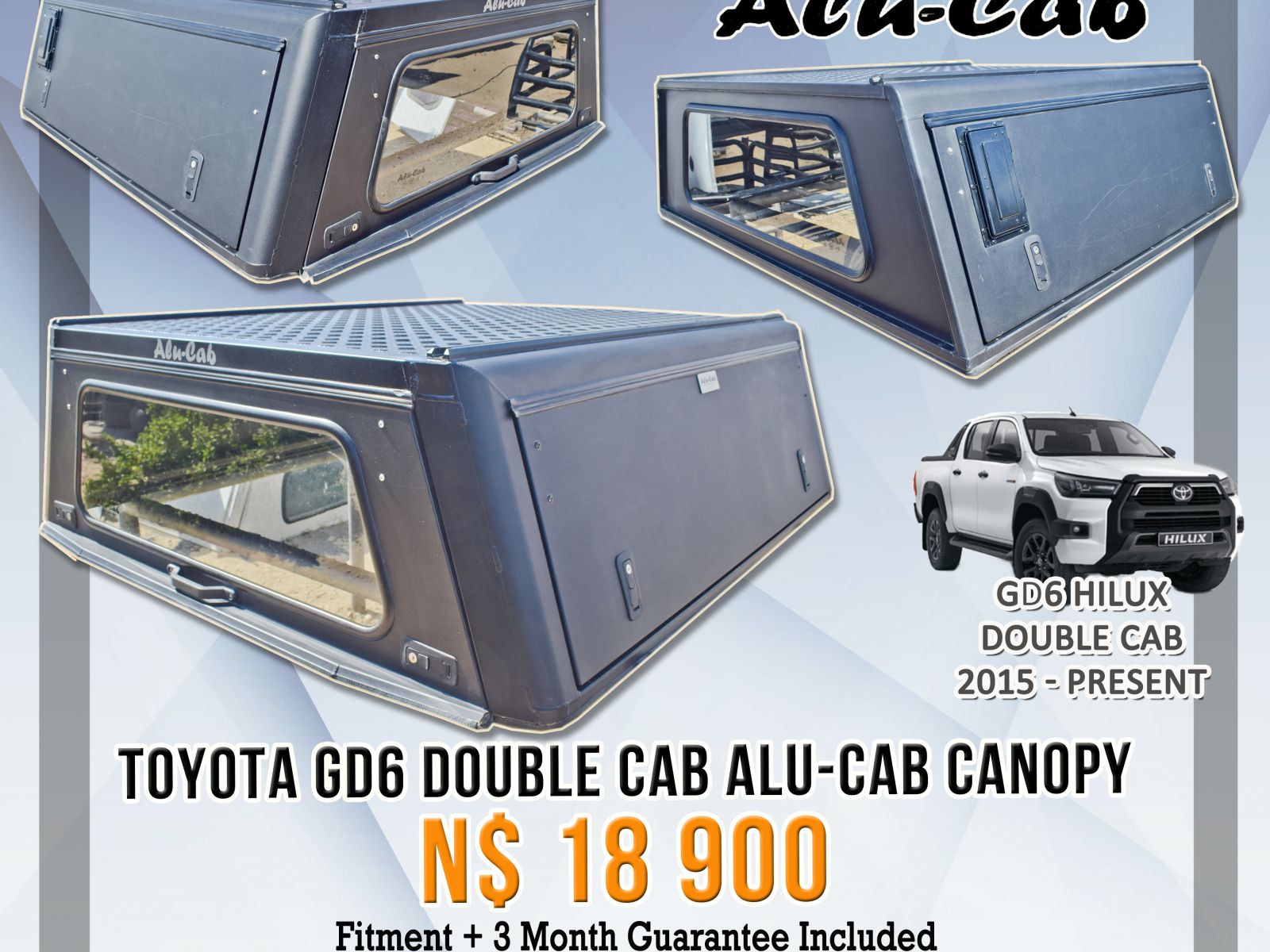 Buy Toyota GD6 Double Cab Alu-Cab Alumium Canopy in Windhoek Namibia