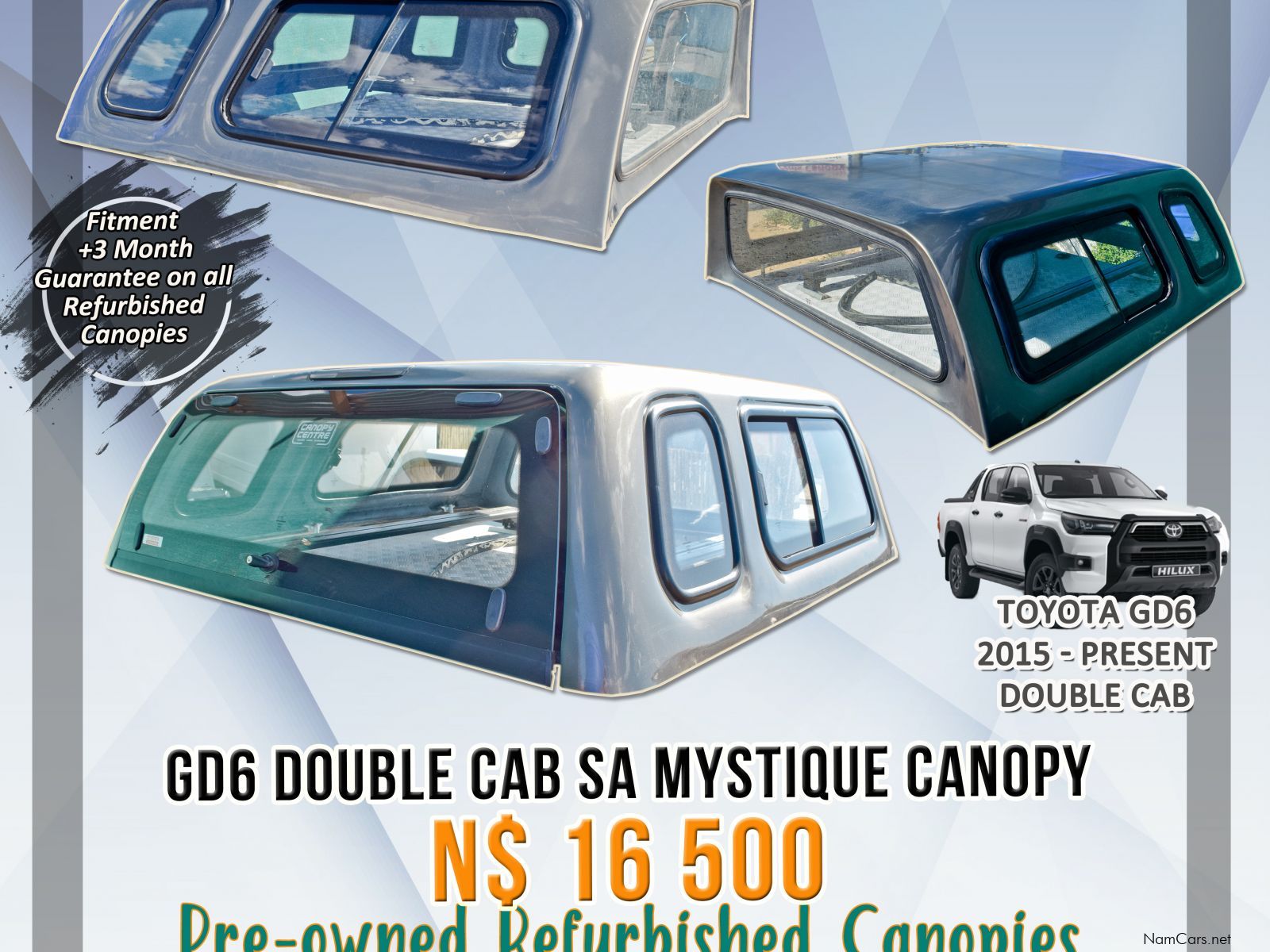Buy Toyota GD6 Double Cab Canopy in Windhoek Namibia